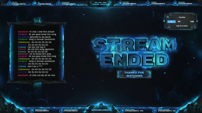 StreamElements | Blue Moonstone - Stream Ended Scene | Twitch | Youtube | Overlay | Widget ...